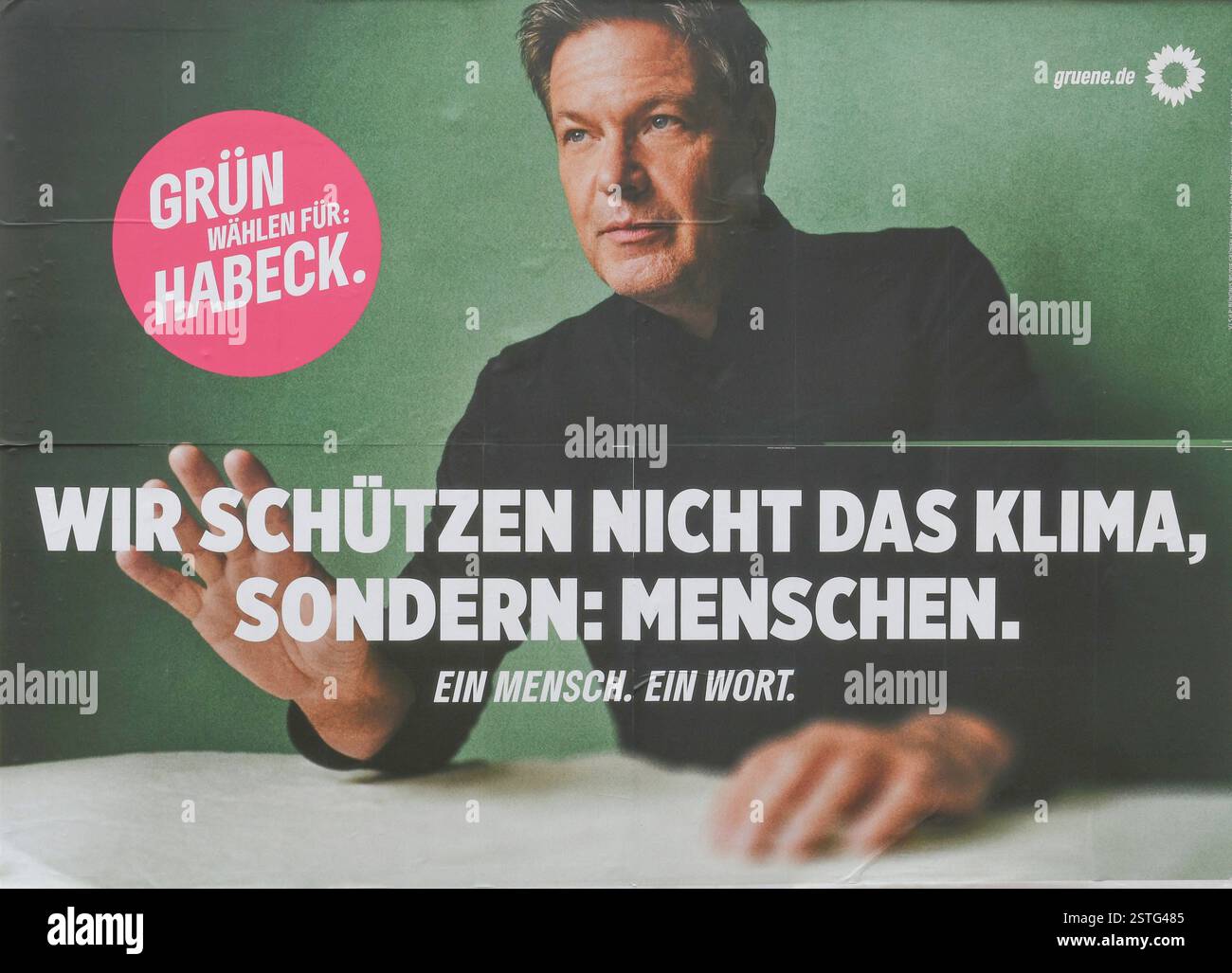 Grossplakat der Gruenen mit Kanzlerkandidat Robert Hbeck, Freiburg ...