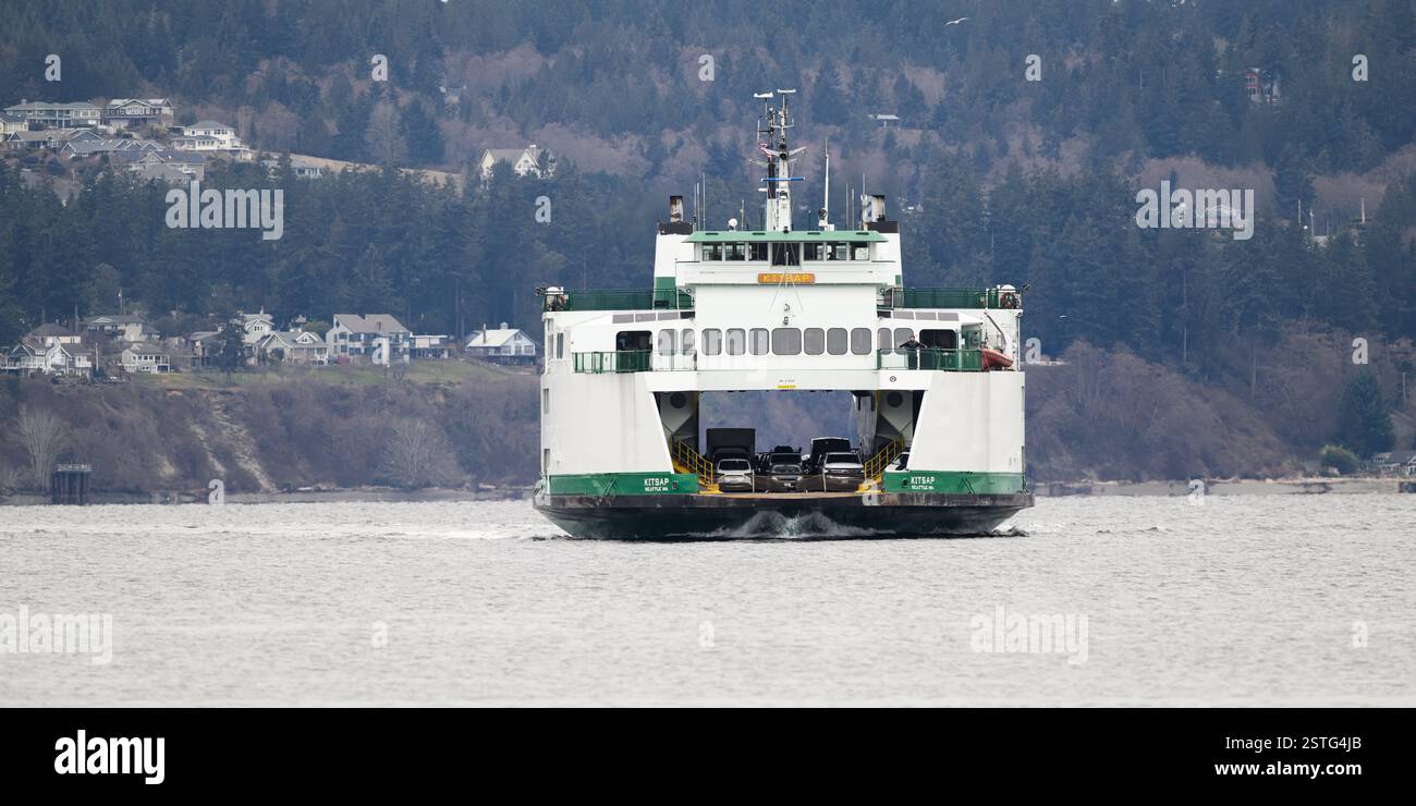 Mukilteo, WA, USA - February 15, 2025; Washington State car ferry MV ...