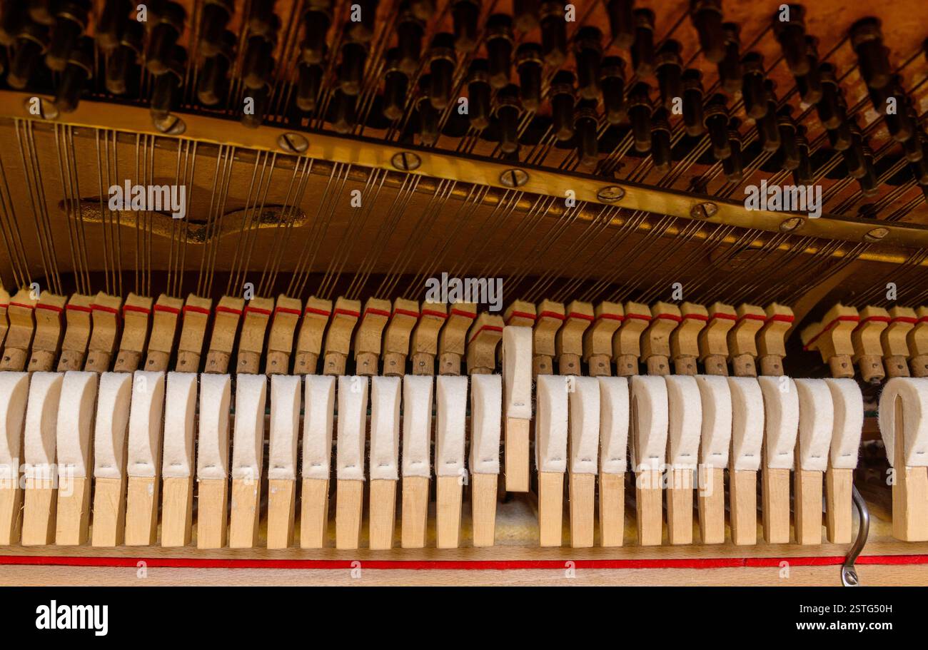 Piano mechanism closeup Stock Photo - Alamy