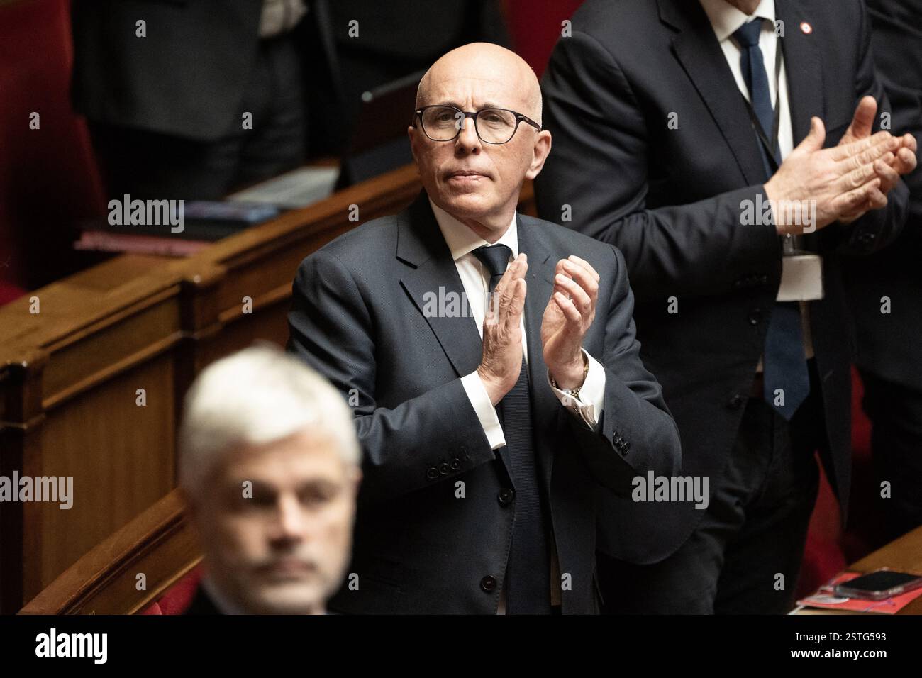 Paris, France. 18th Jan, 2025. Deputy Eric Ciotti attends a session of ...