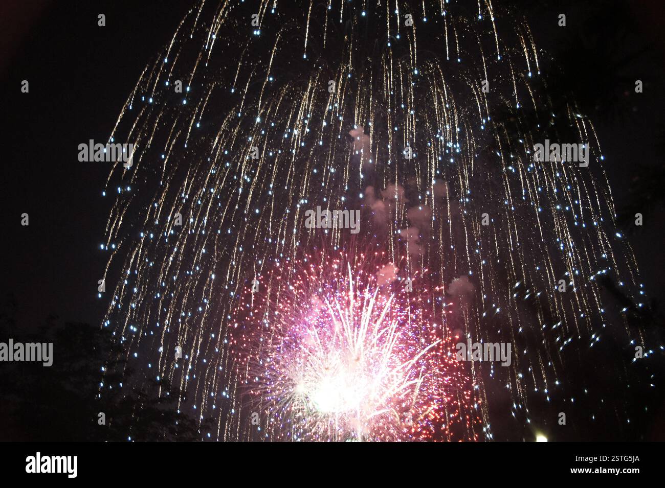 Boston fireworks illuminate the night sky, a dazzling display of light ...