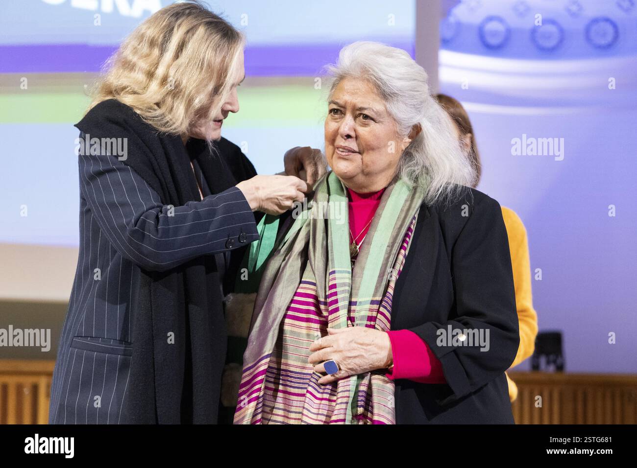 Liege, Belgium. 18th Feb, 2025. ULiege rector Anne-Sophie Nyssen and ...