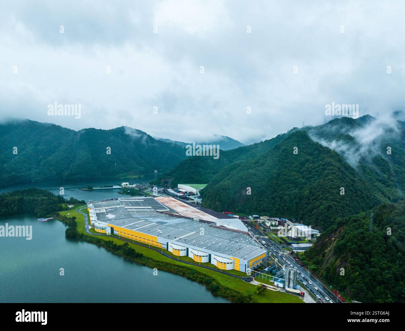 (FILE) Aerial photo shows the Nongfu Spring plant on Qiandao Lake in ...