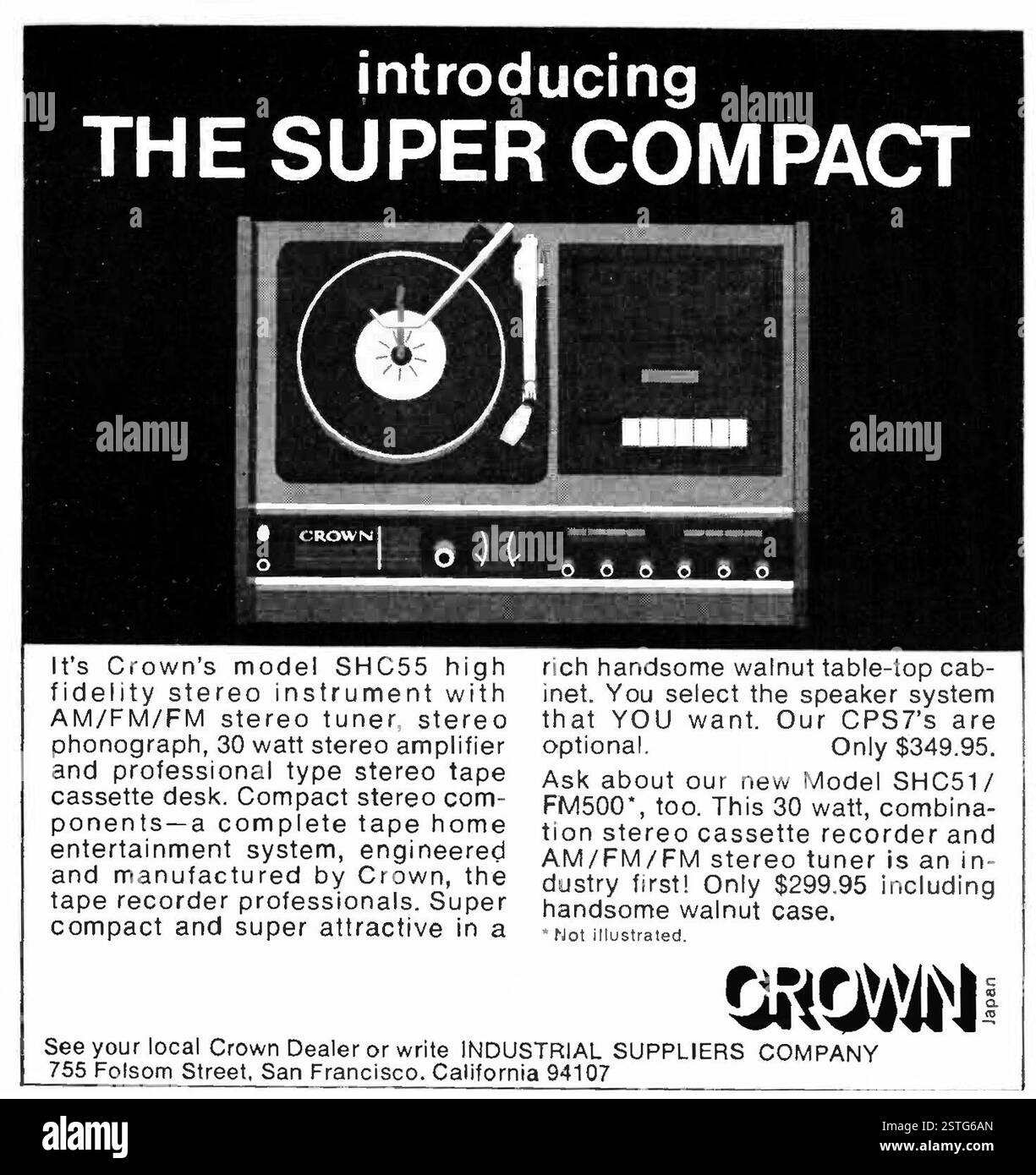1968 US Crown SHC-55 stereo system phonograph-recorder-tuner ad Stock Photo - Alamy