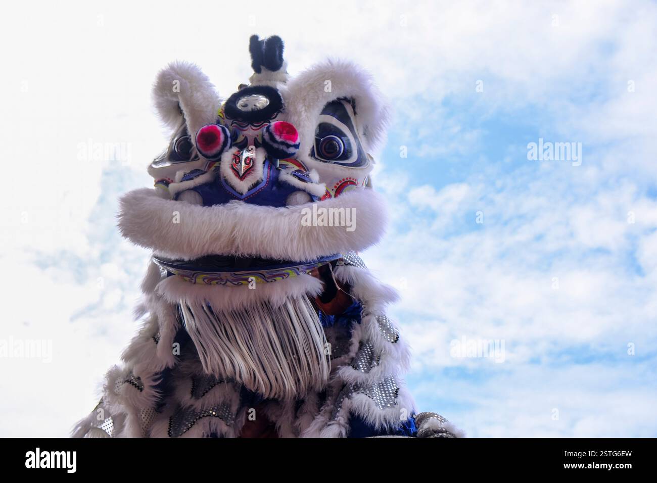 Kuala Lumpur, Malaysia. 16th Feb, 2025. The head of lion dance seen ...