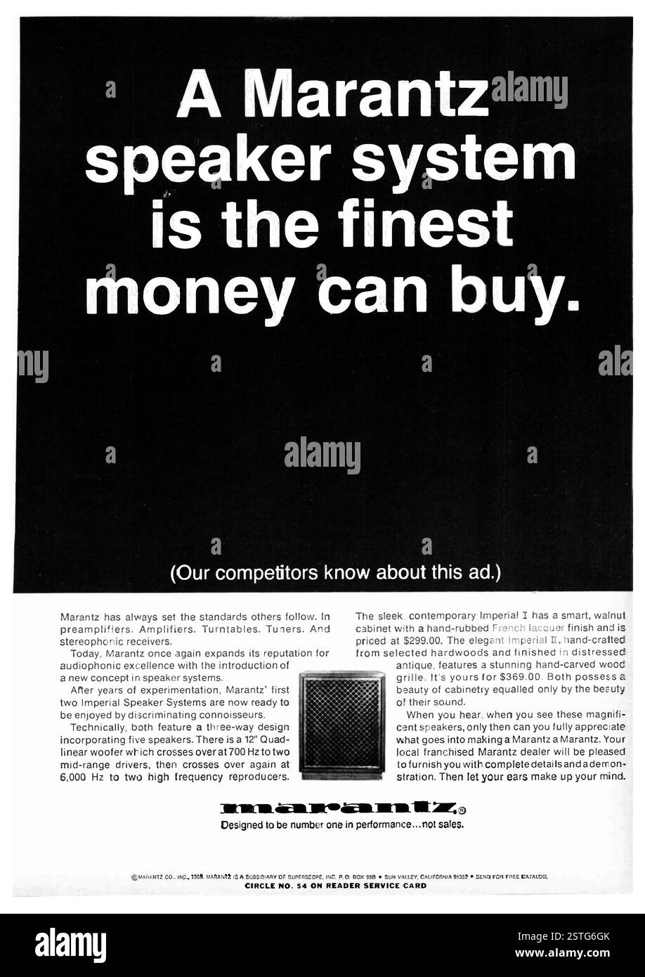 1968 US Marantz Imperial speaker system ad Stock Photo - Alamy