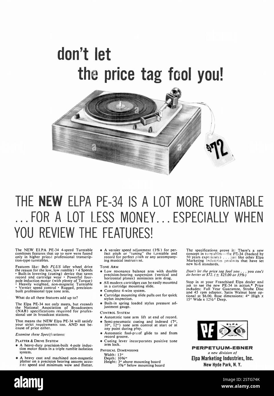 1964 US Elpa Perpetuum-Ebner PE-34 turntable ad Stock Photo - Alamy