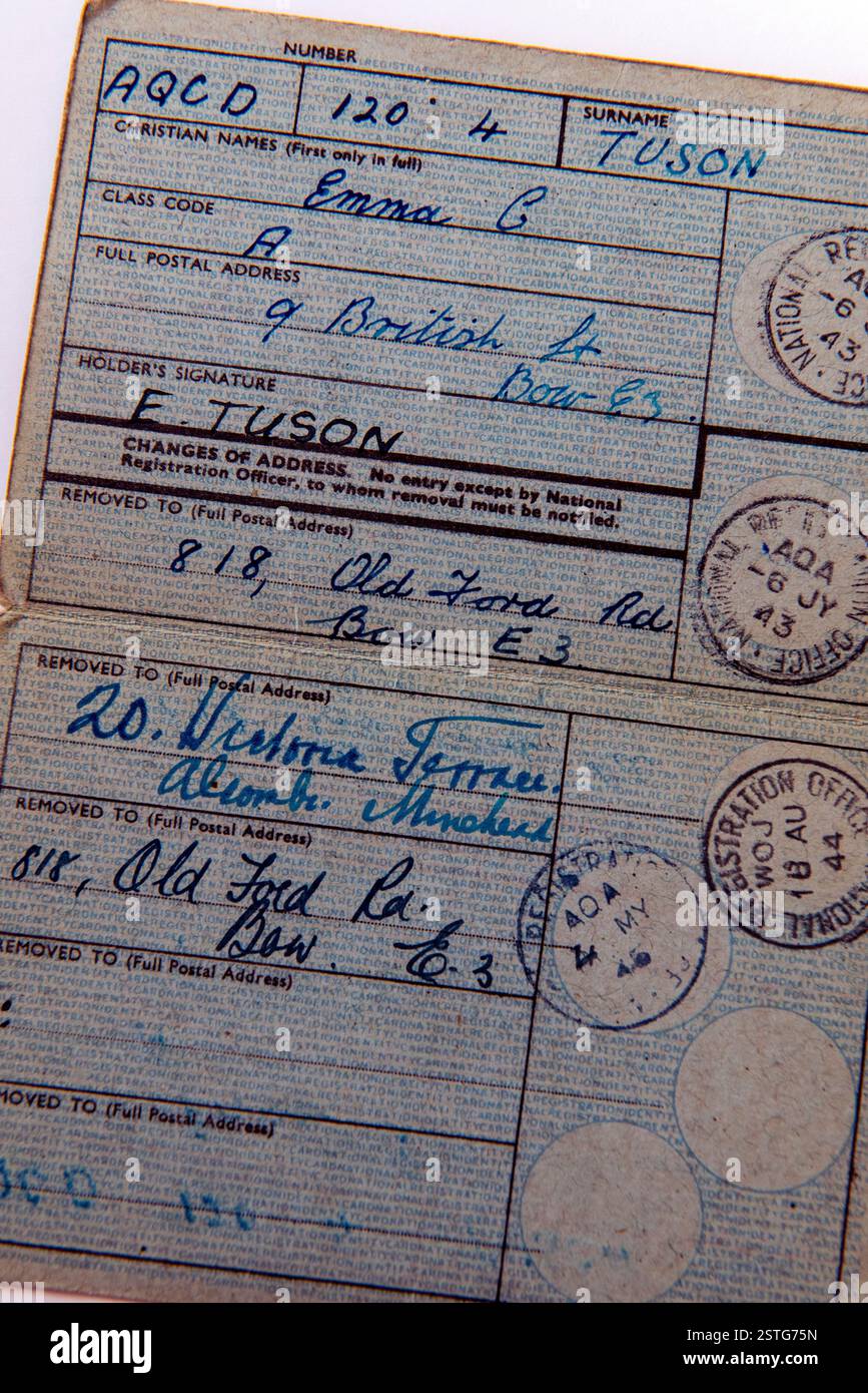 British National Registration Identity Card, ID from the Second World ...