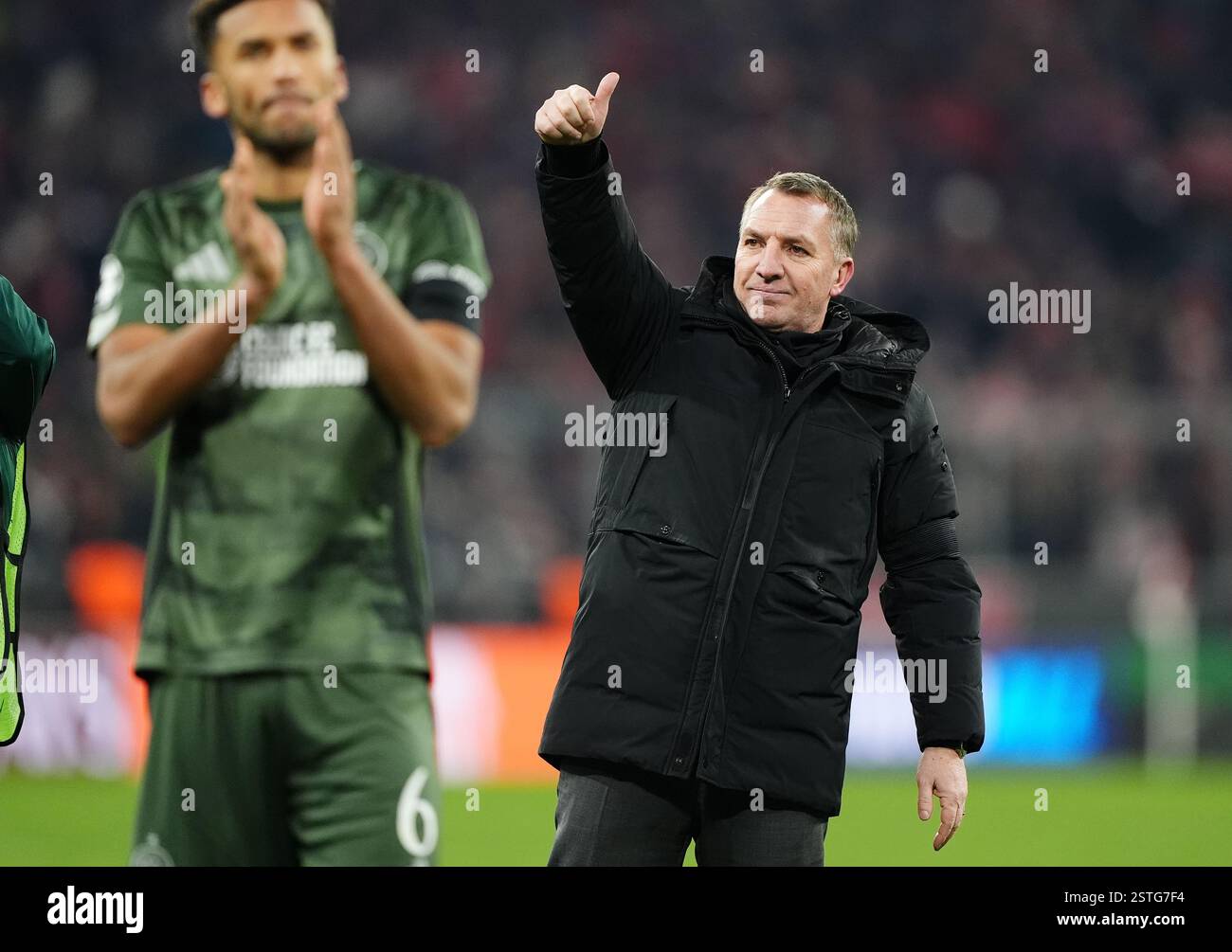 Celtic manager Brendan Rodgers (right) after the UEFA Champions League ...