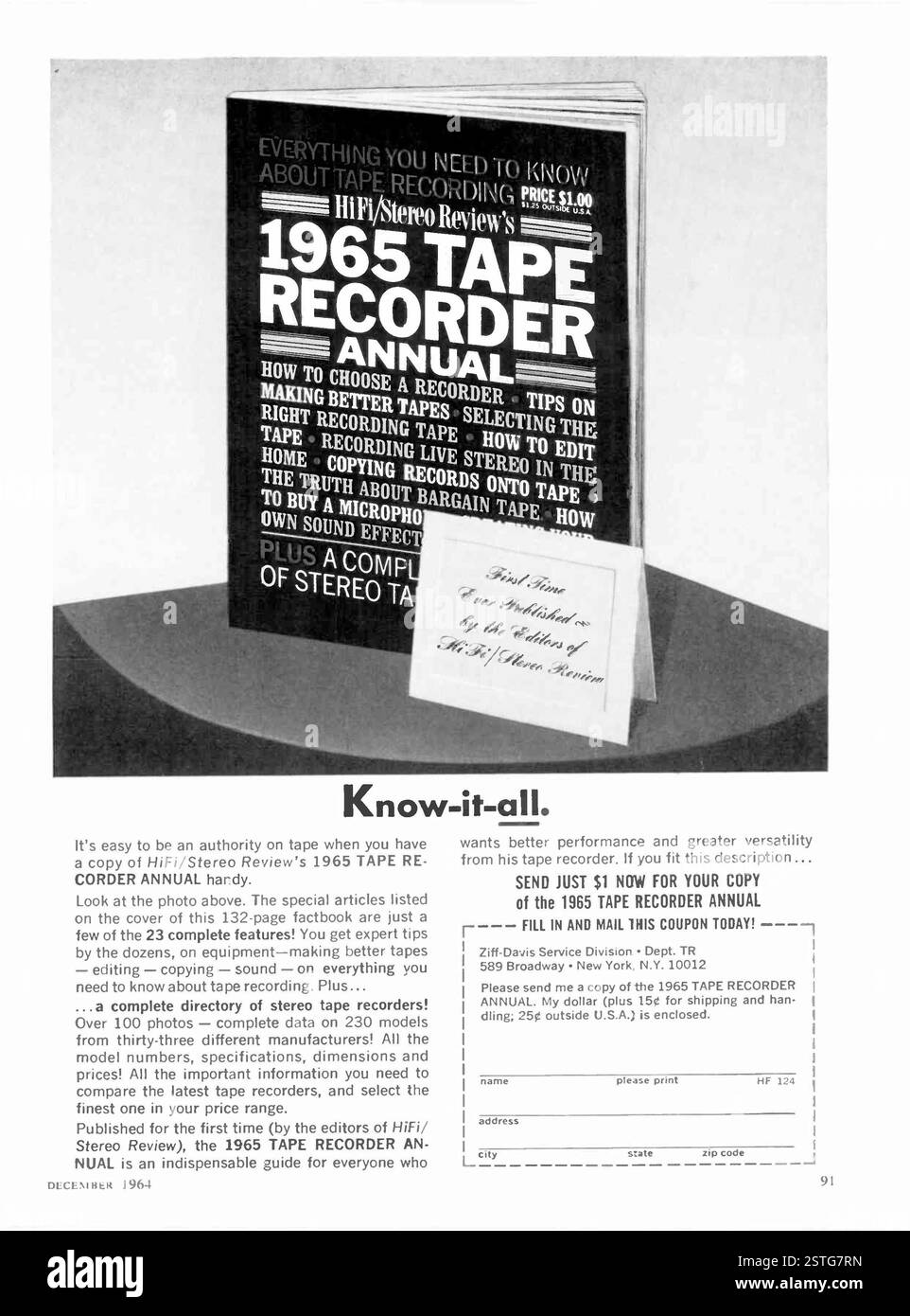 1964 US 1965 tape recorder annual book by Hi Fi / Stereo review - "How to choose a recorder ...