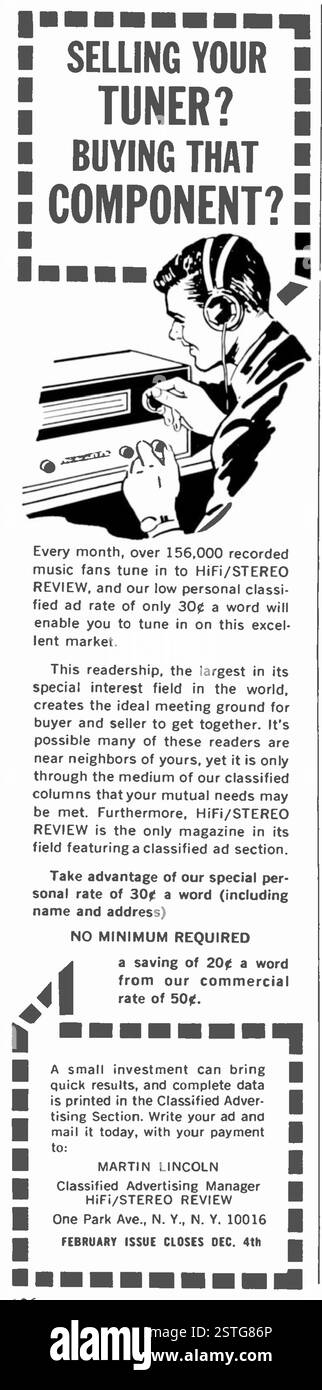 1964 US HIFI/ Stereo review magazine advertisement of buying/selling ...