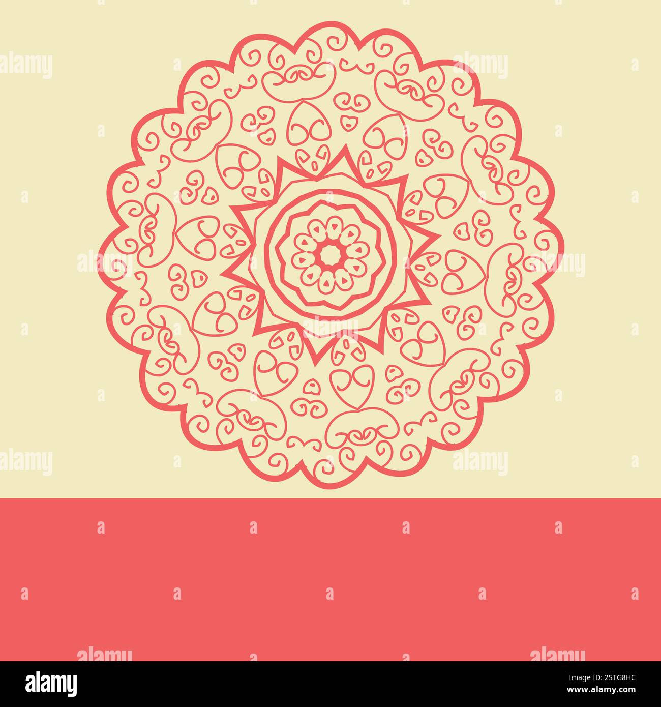 Red Doodle Symmetry Mandala Design Stock Photo - Alamy