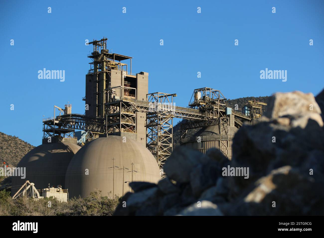 The architectural design of an industrial cement plant with round ...
