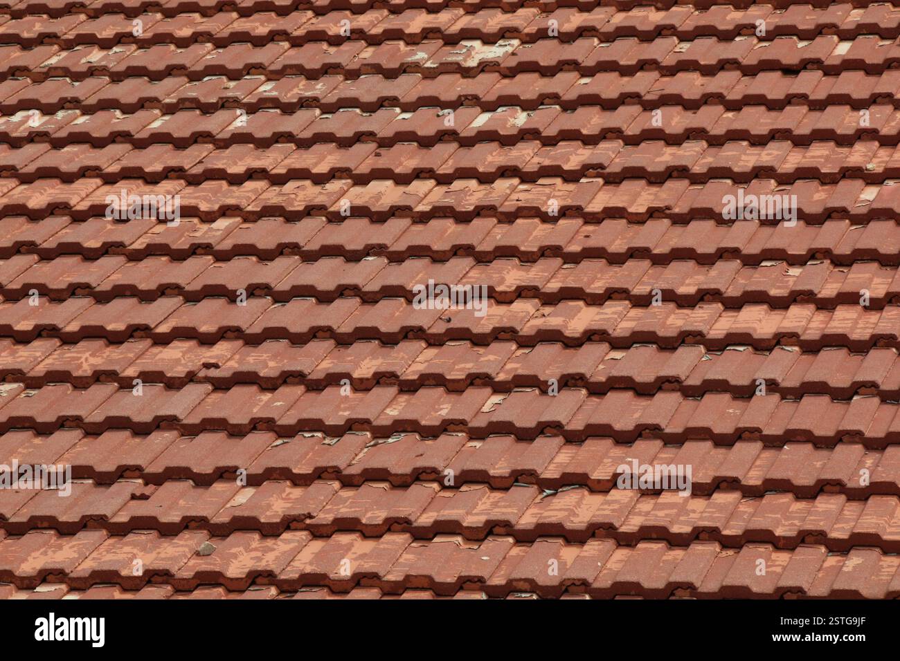 Square Interlocking Ceramic Roof Tiles Make An Abstract Pattern And Interesting Background Stock