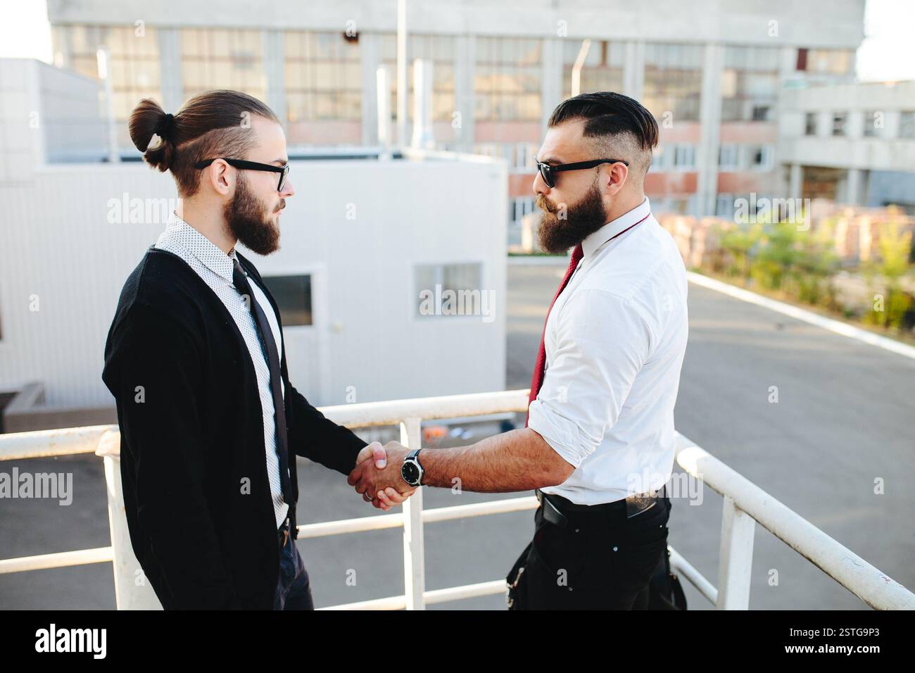 Two businessmen shaking hands Stock Photo - Alamy