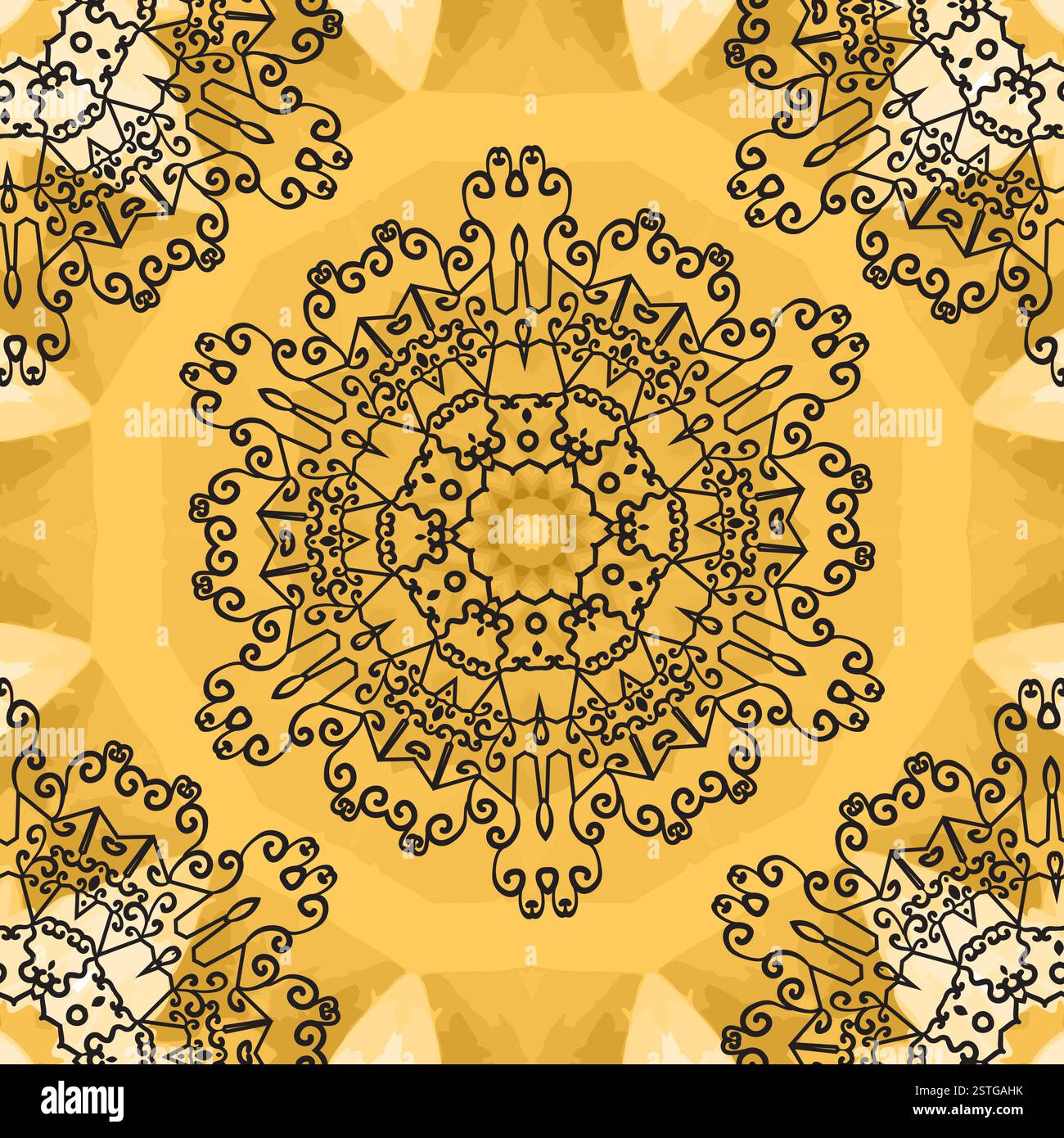Seamless oriental outlined Print on endless watercolor texture Stock ...