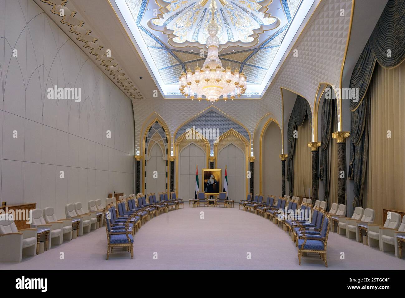 The meeting room at the Qasr Al Watan presidential palace in Abu Dhabi ...