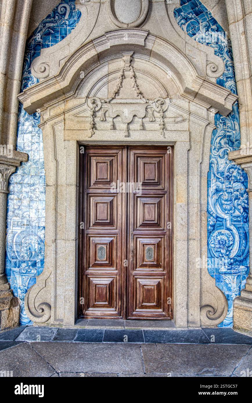 Beautiful and ornate romanesque doorway decorated with carved stone and ...
