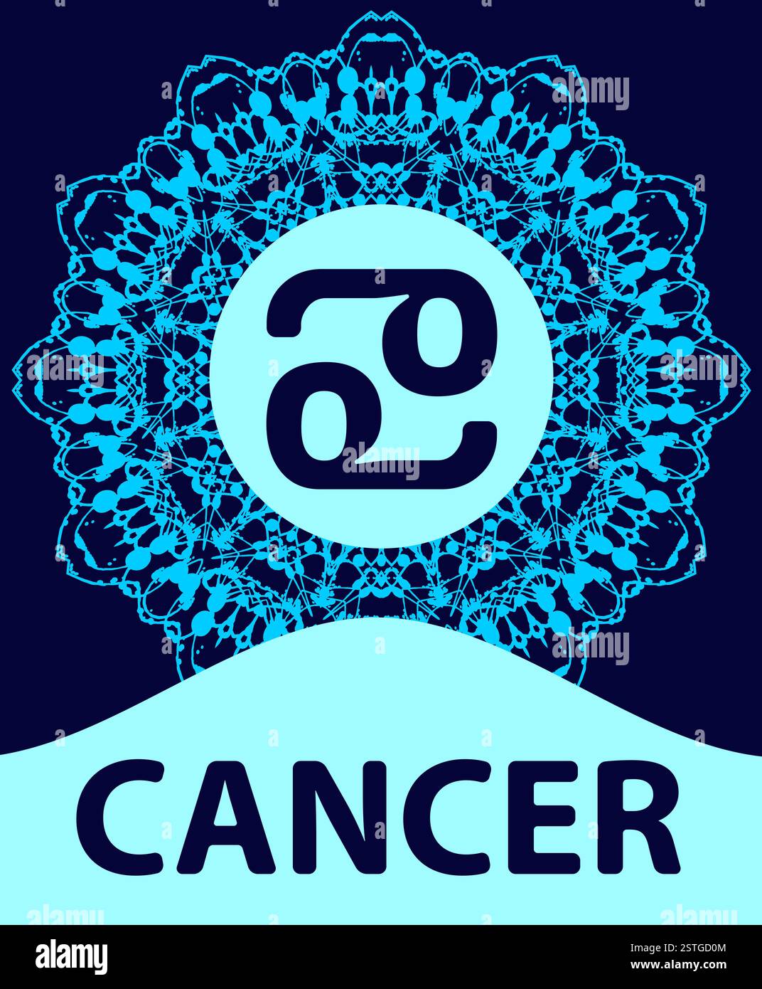 Cancer. The Crab. Zodiac icon with mandala print. Vector illustration ...