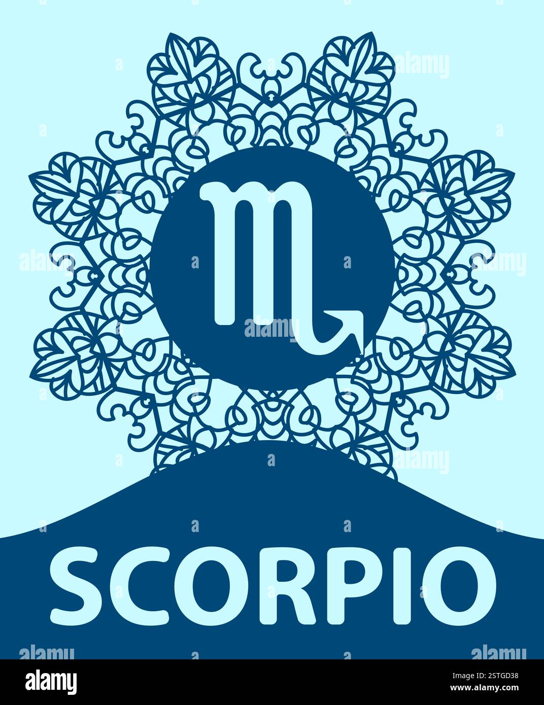 Hand-drawn zodiac Scorpio with ethnic floral geometric doodle pattern ...
