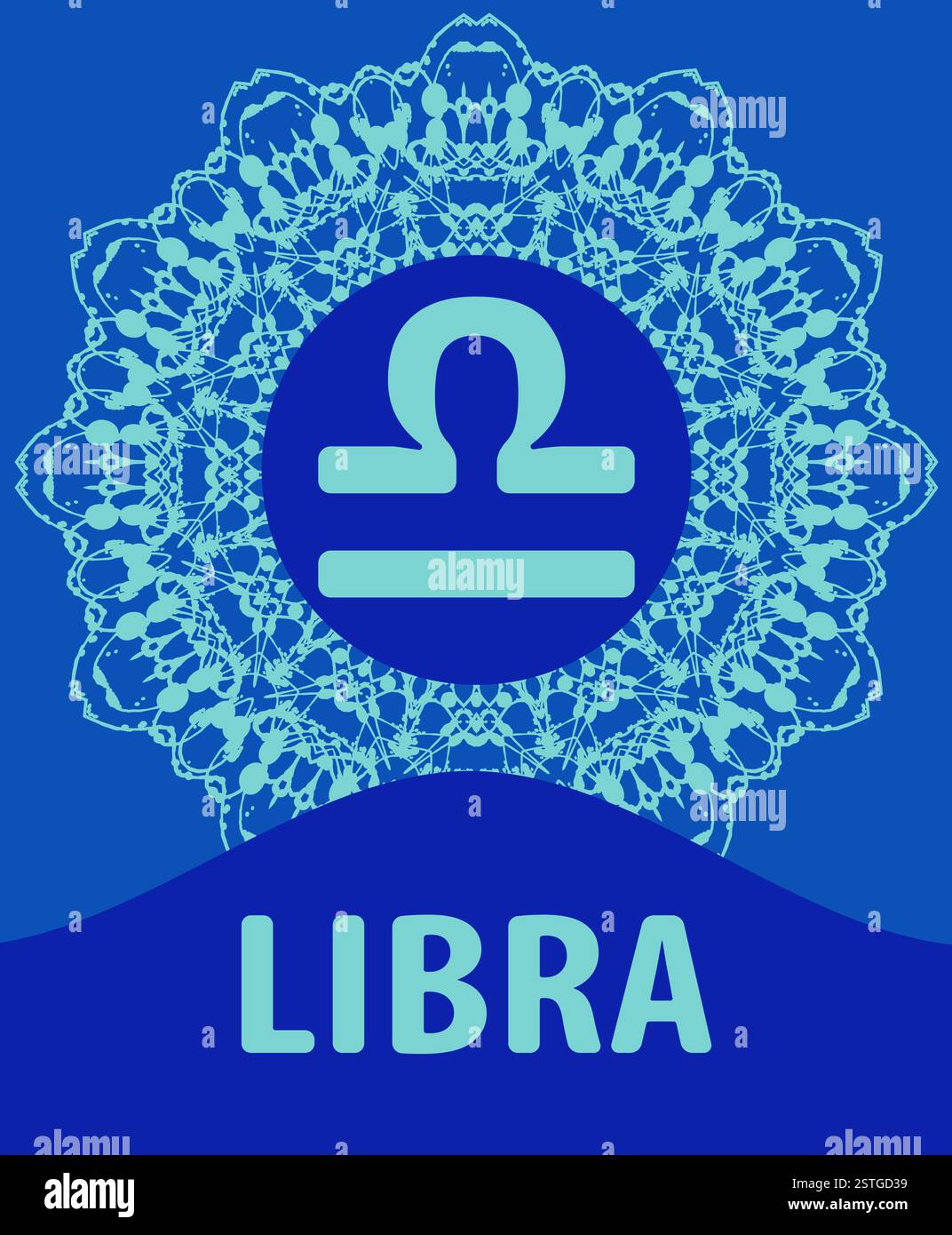 Libra. The Scales. Zodiac icon with mandala print. Vector illustration ...