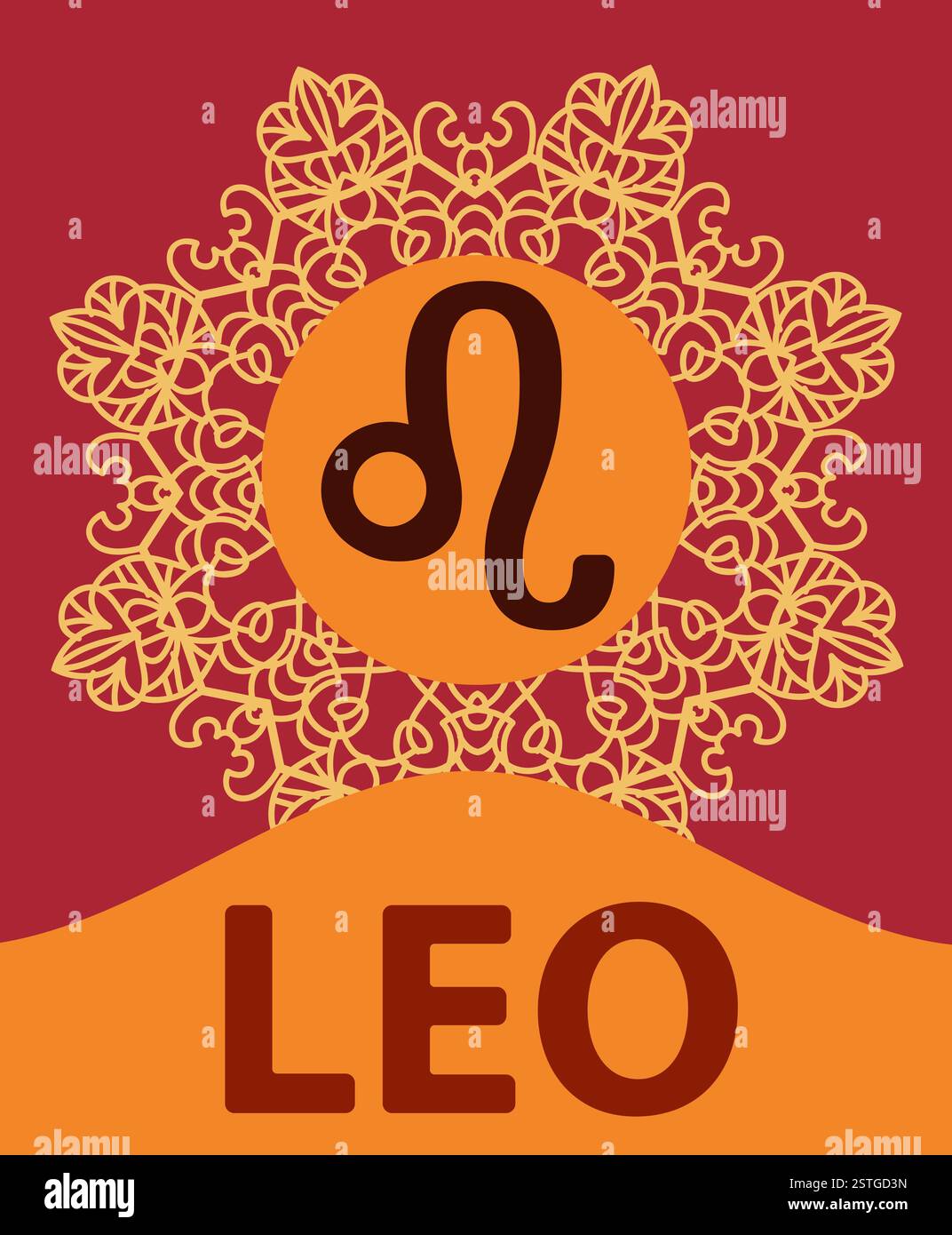 Hand-drawn zodiac Leo with ethnic floral geometric doodle pattern ...