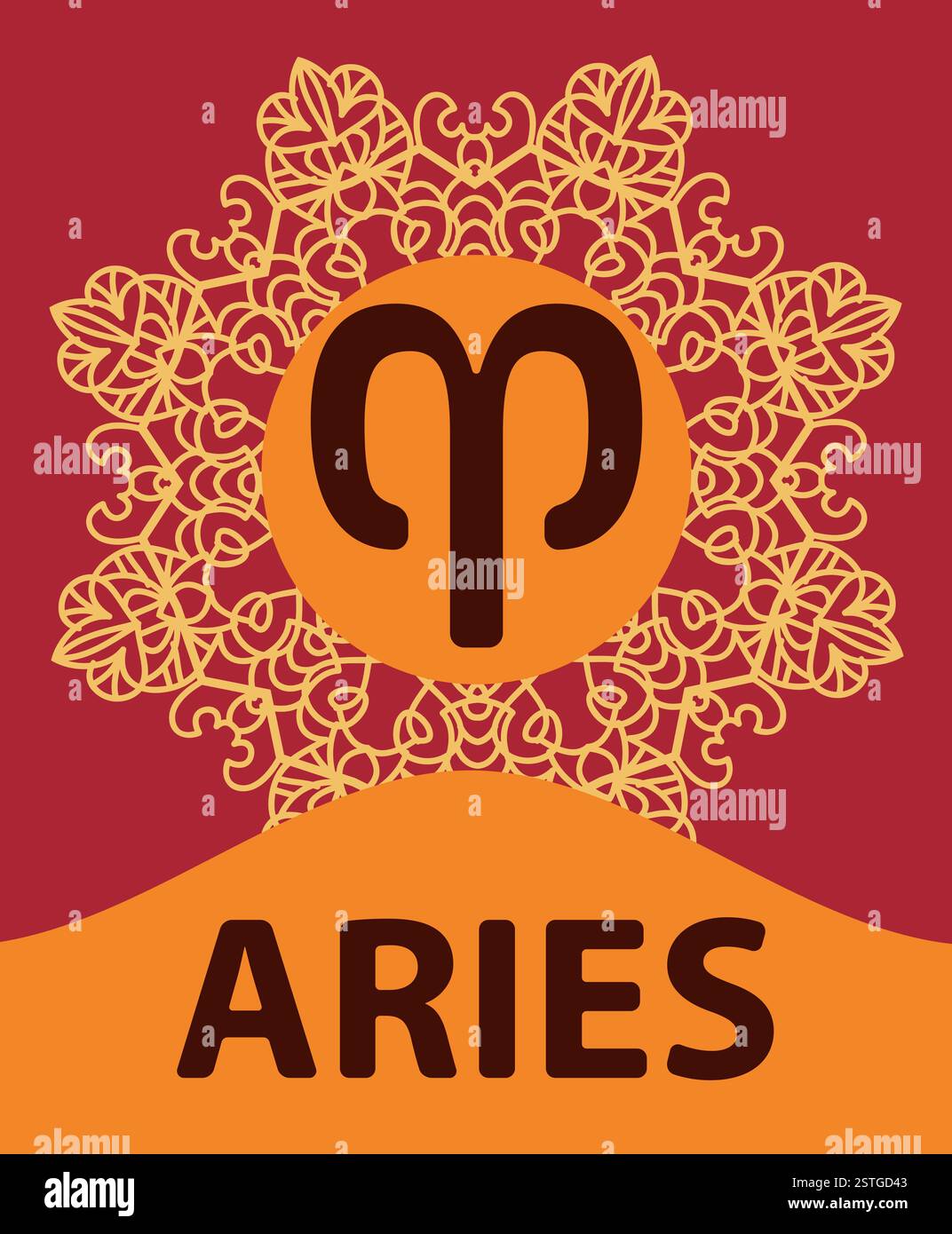 Hand-drawn zodiac Ram with ethnic floral geometric doodle pattern ...