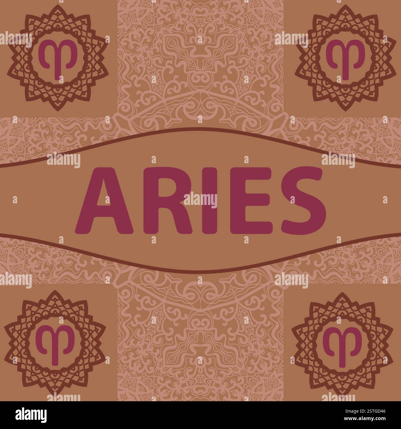 Hand-drawn zodiac Aries with ethnic floral geometric doodle pattern ...