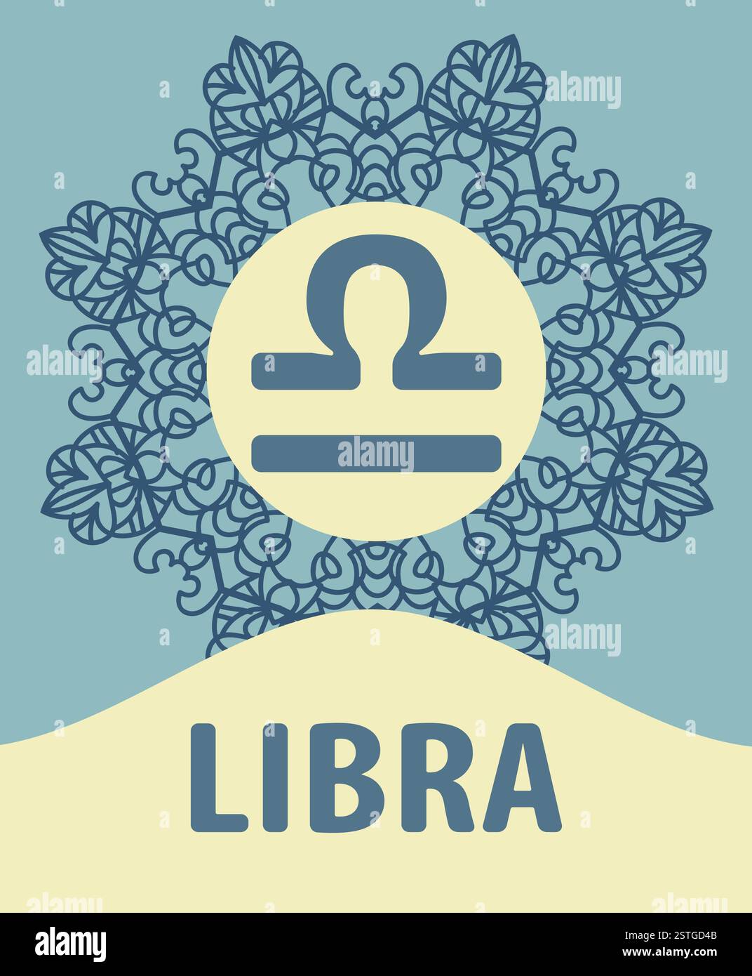Hand-drawn zodiac Libra with ethnic floral geometric doodle pattern ...