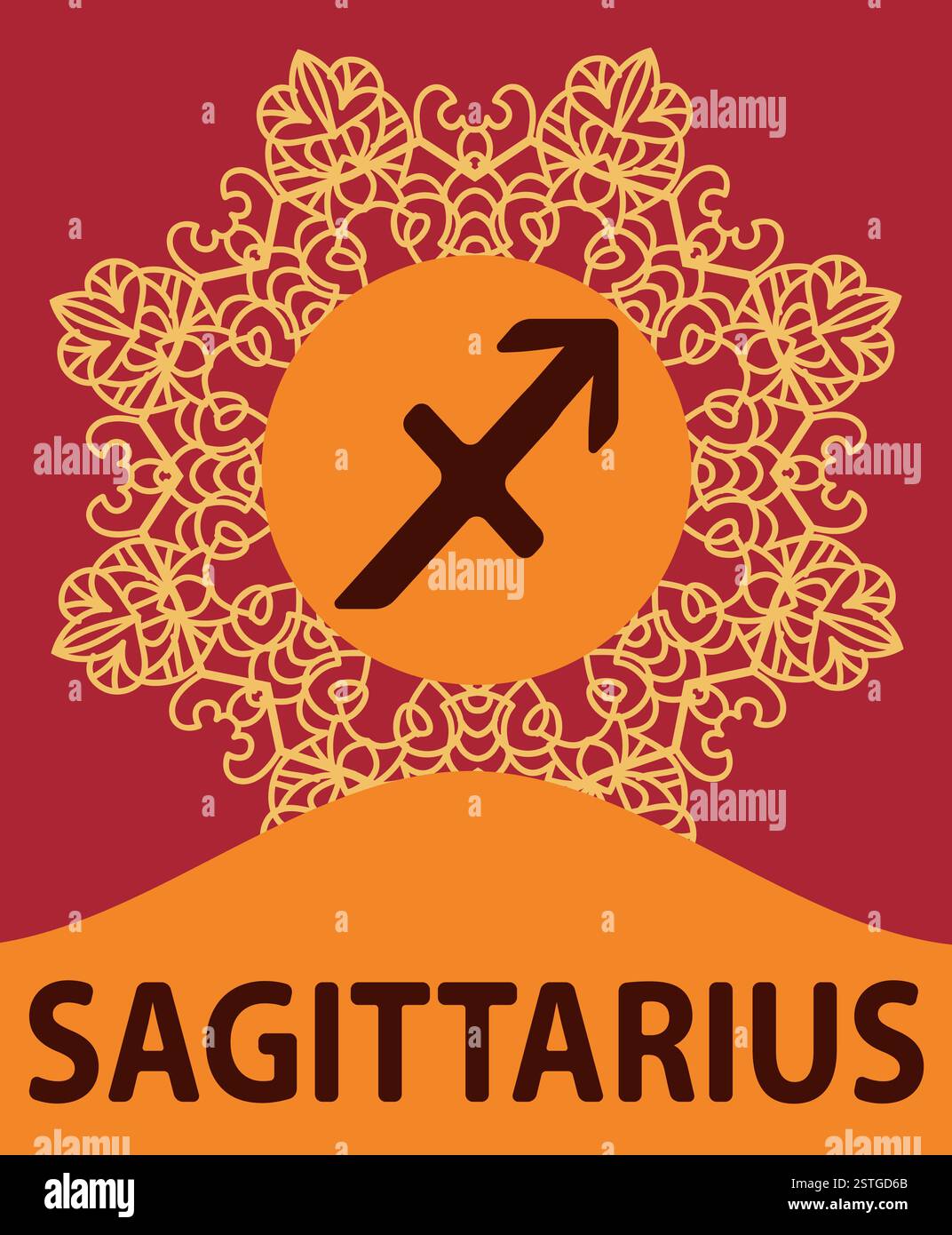 Hand-drawn zodiac Archer with ethnic floral geometric doodle pattern ...