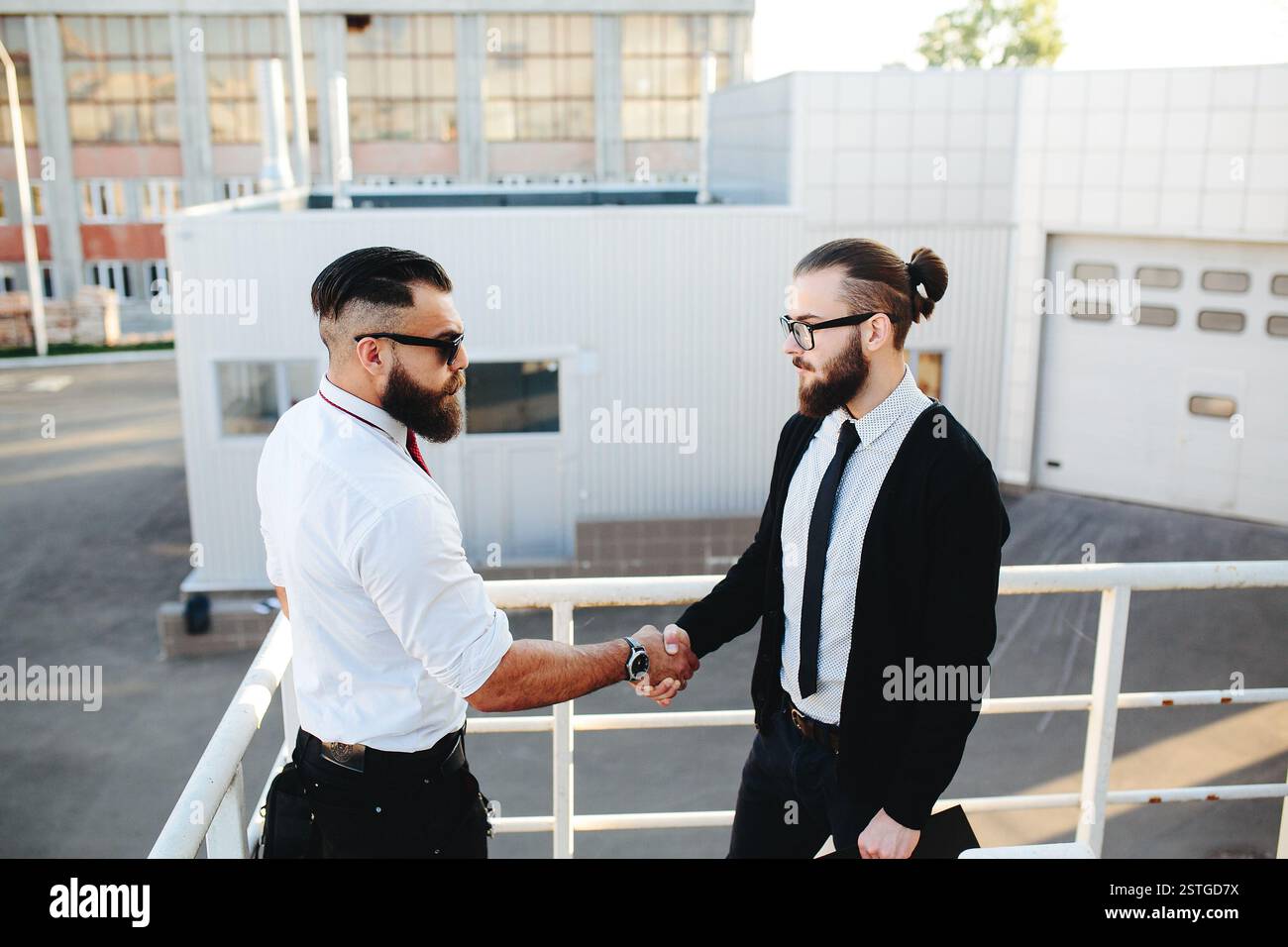 Two businessmen shaking hands Stock Photo - Alamy