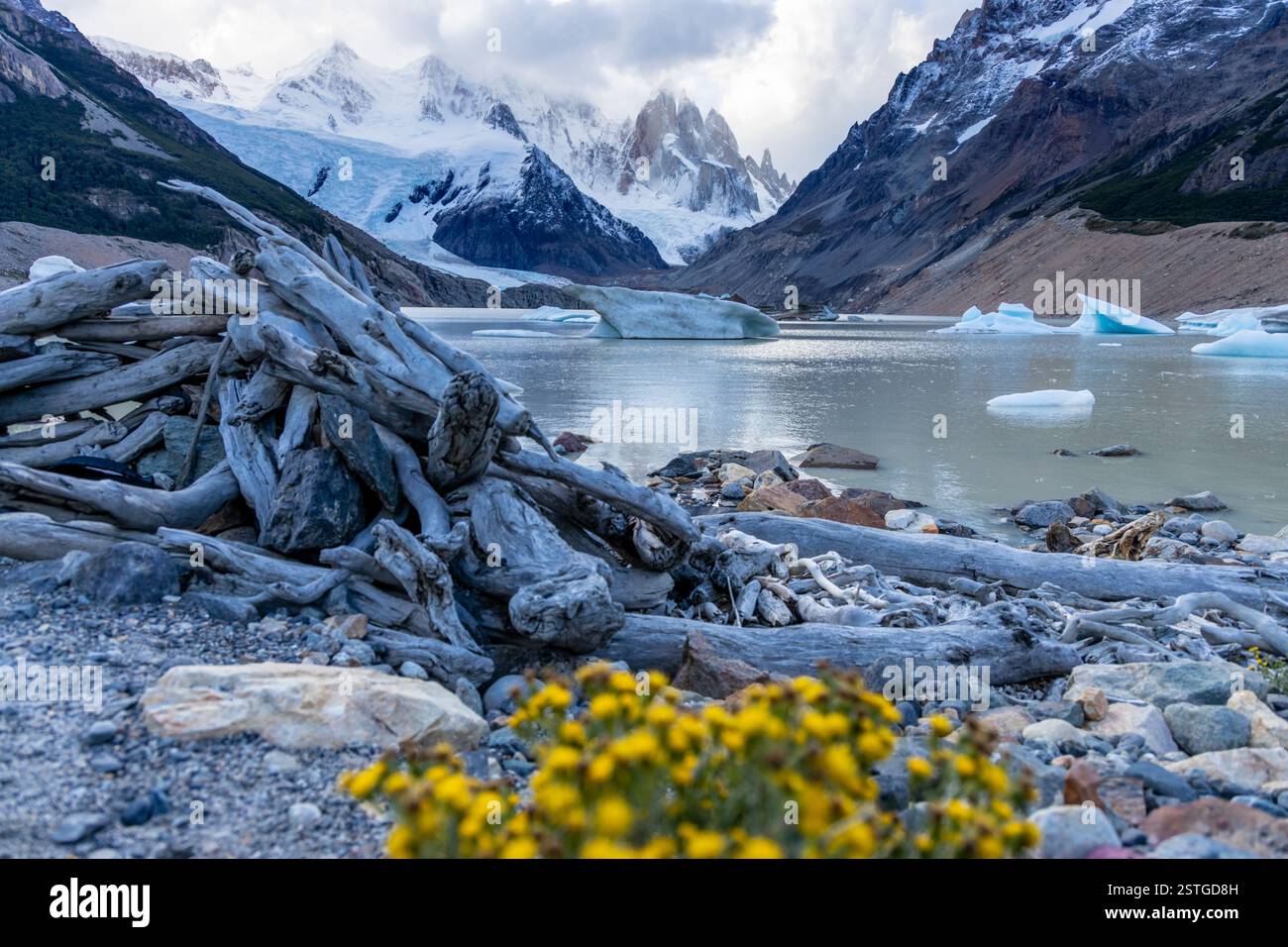 Majestic snow-capped mountains Cerro Torre in Patagonia, Argentina, El ...