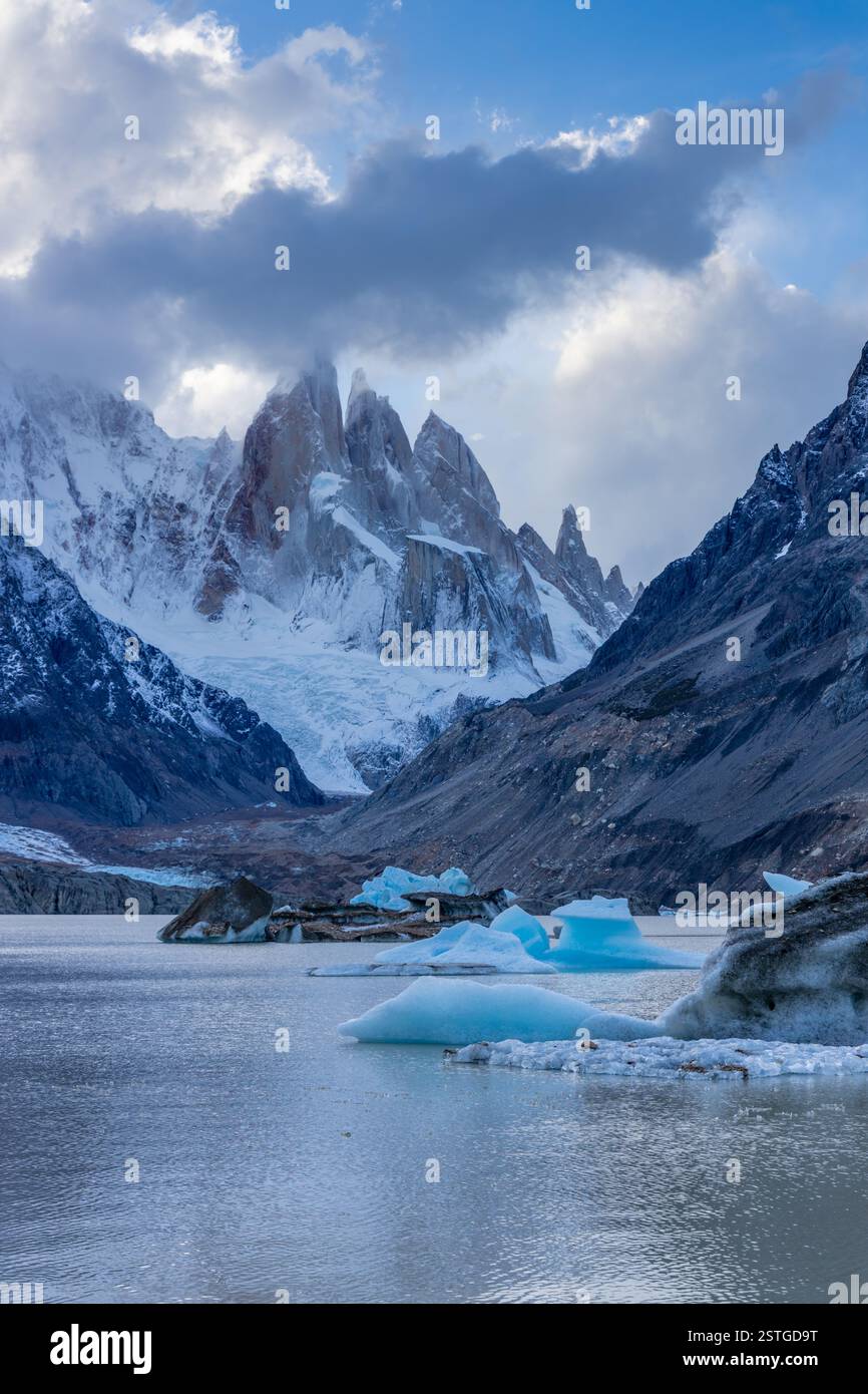 Majestic snow-capped mountains Cerro Torre in Patagonia, Argentina, El ...