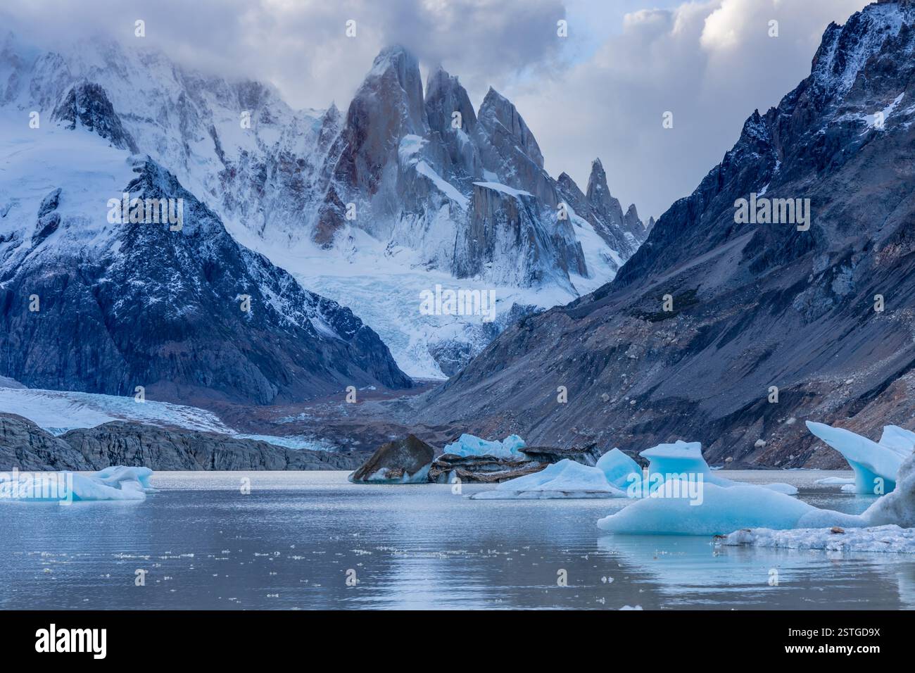 Majestic snow-capped mountains Cerro Torre in Patagonia, Argentina, El ...