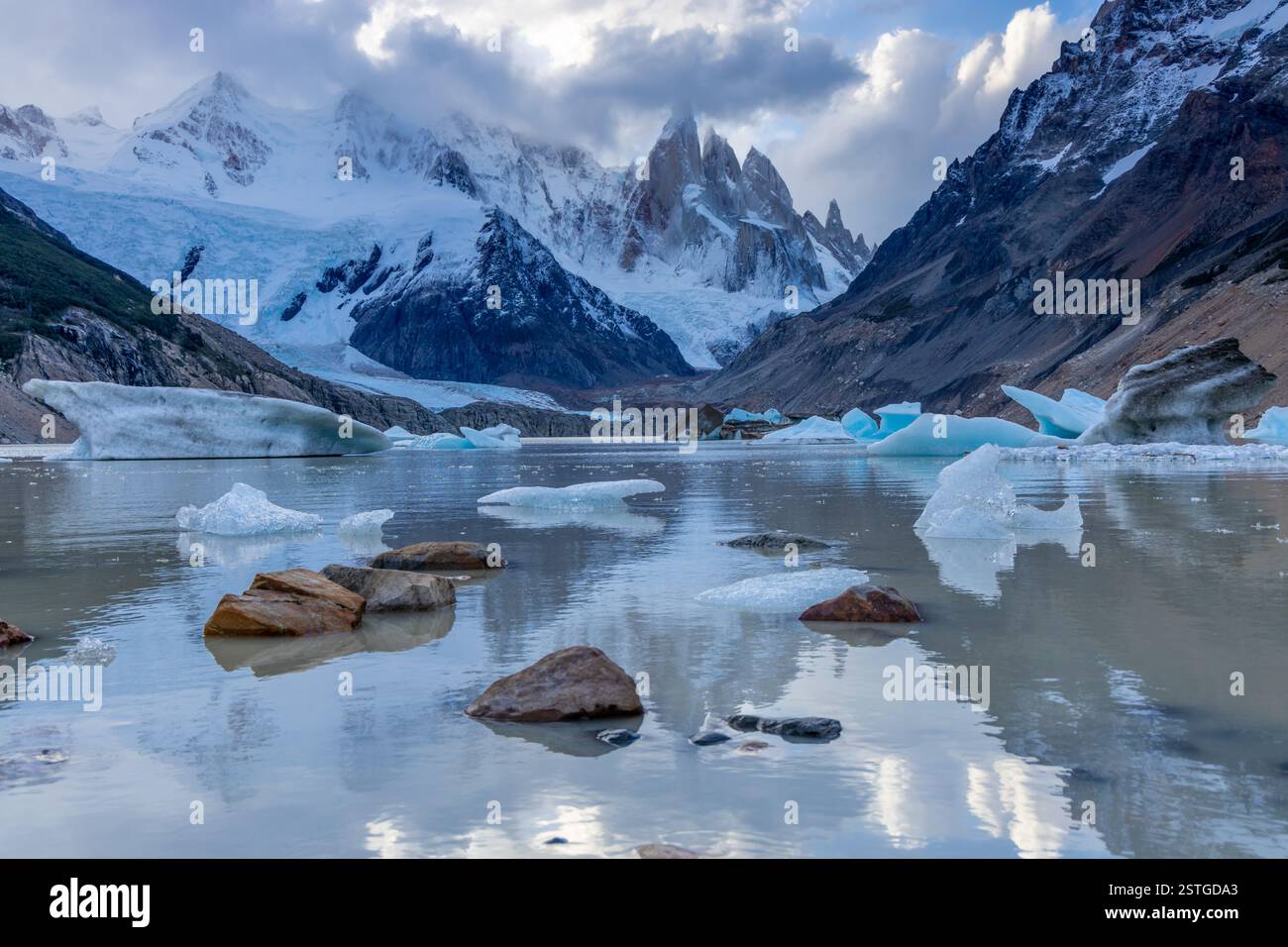 Majestic snow-capped mountains Cerro Torre in Patagonia, Argentina, El ...