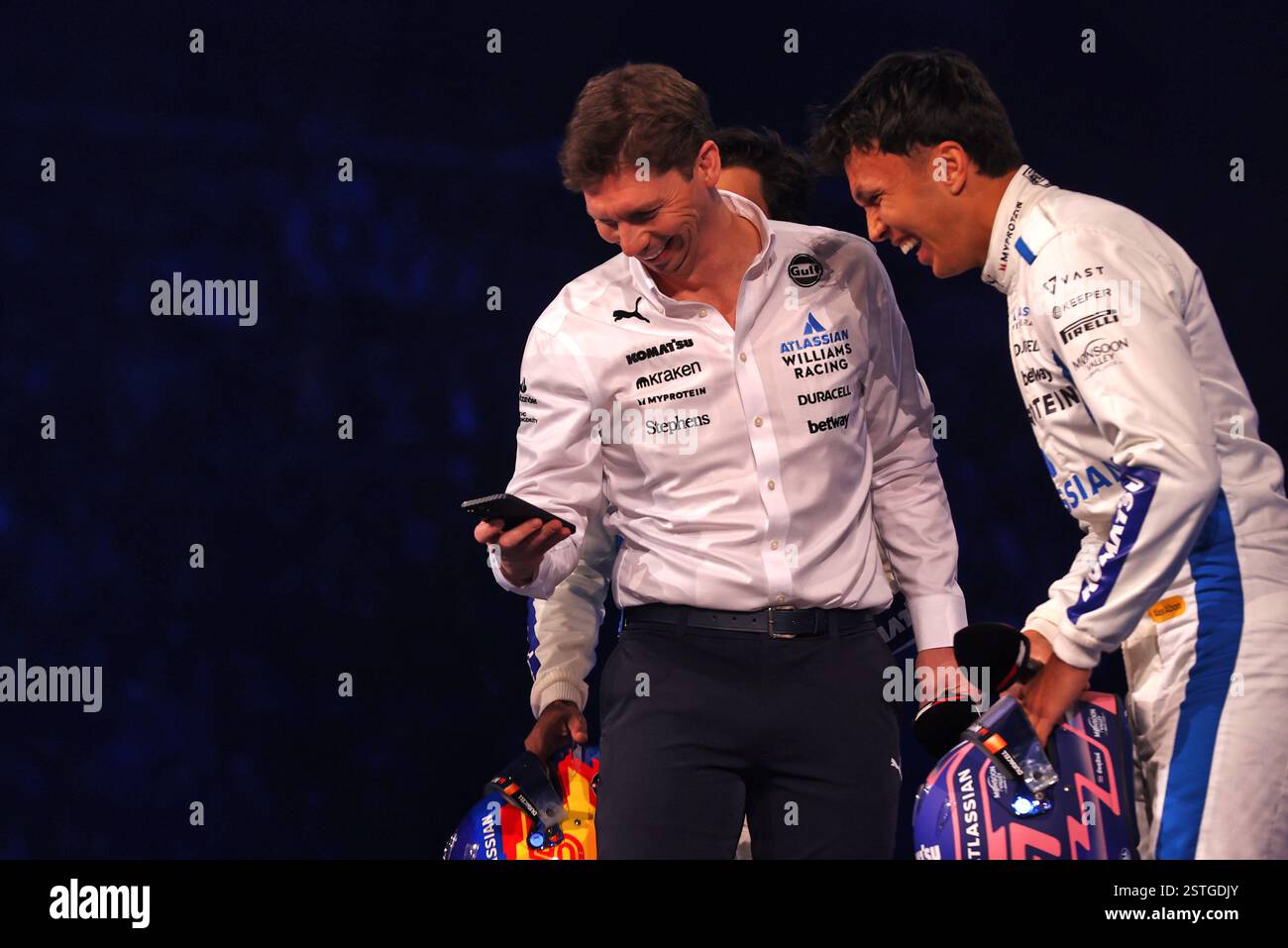 London, UK. 18th Feb, 2025. (L to R): James Vowles (GBR) Williams Racing Team Principal and ...