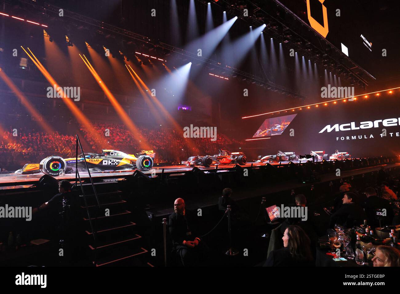 London, UK. 18th Feb, 2025. McLaren MCL39 with the previous McLaren ...