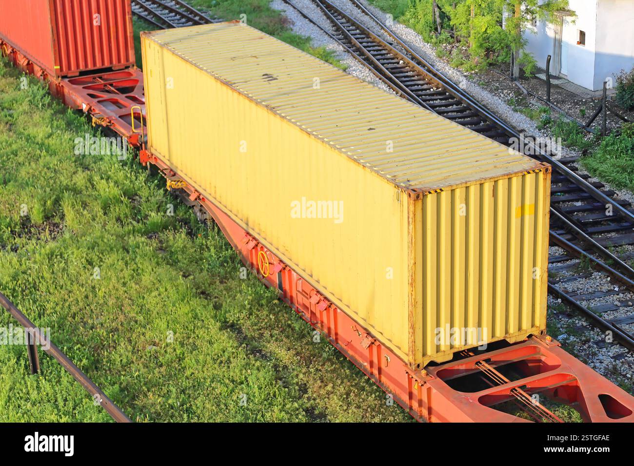 Container at Train Stock Photo - Alamy
