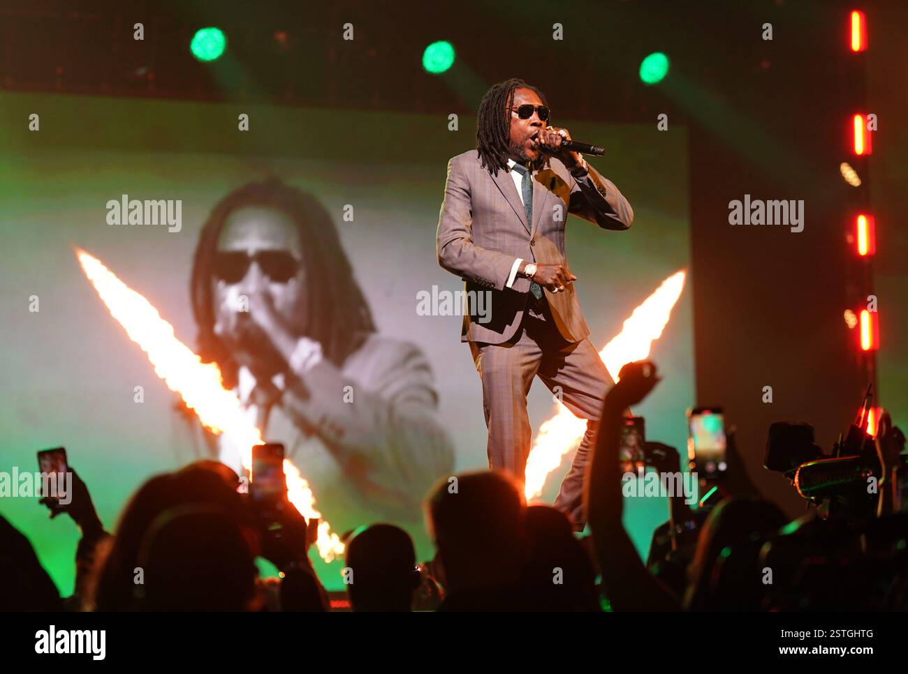 Vybz Kartel on stage performing during the Mobo Awards, at the Utilita ...