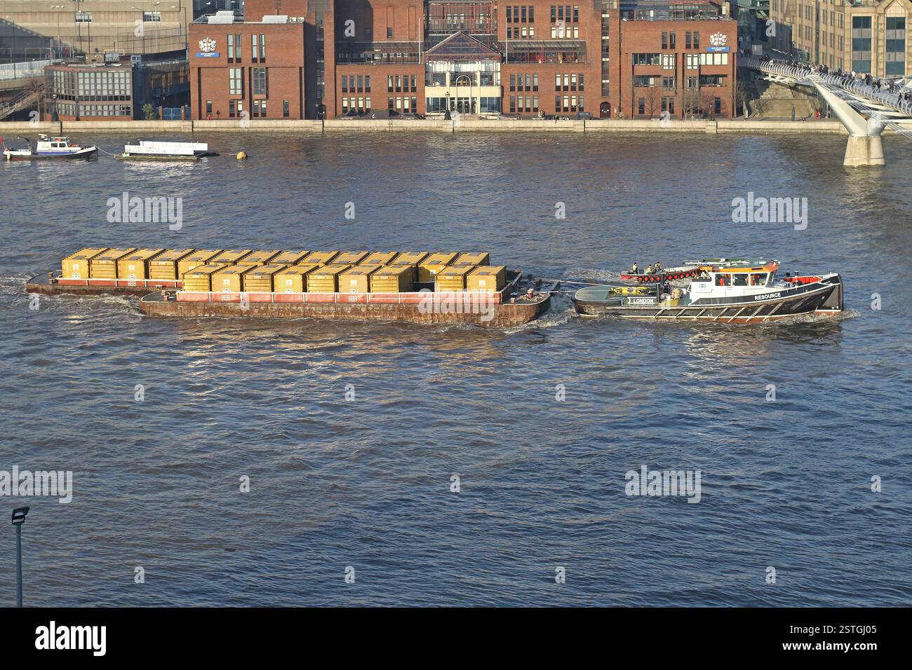 Thames Container Barge Stock Photo - Alamy