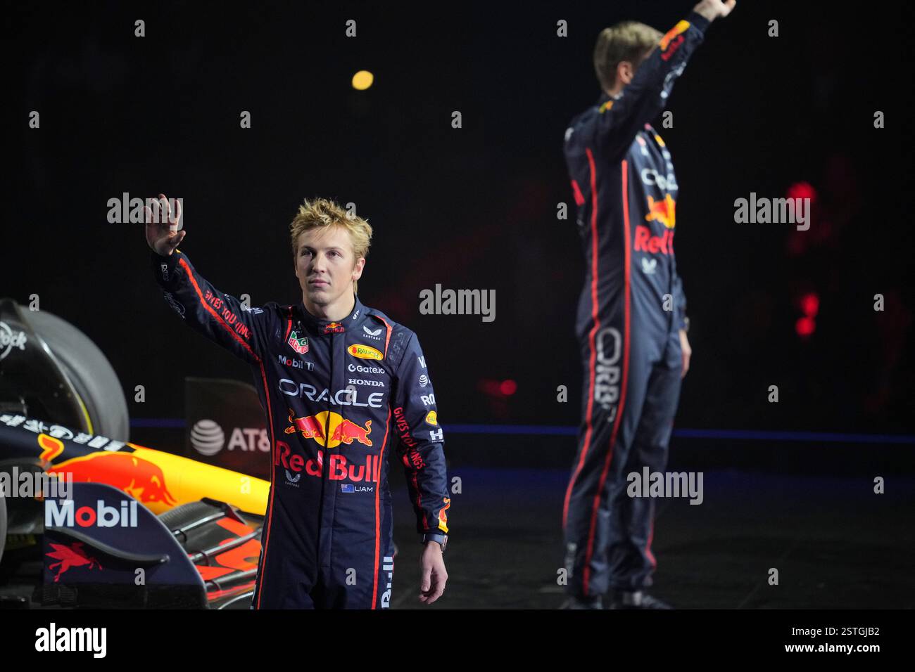 Red Bull driver Max Verstappen of the Netherlands, right, and Red Bull ...