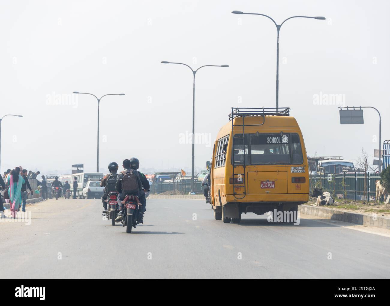 School bus on the ring road in kathmandu hi-res stock photography and ...
