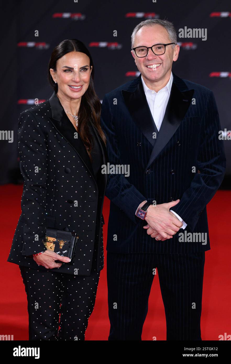 London, UK. February 18th, 2025. Stefano Domenicali and Silvia Colombo ...