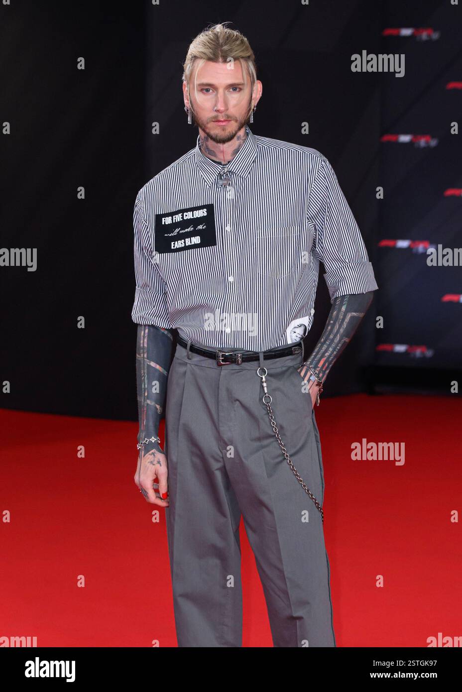 London, UK. February 18th, 2025. Machine Gun Kelly arriving at the F1 ...