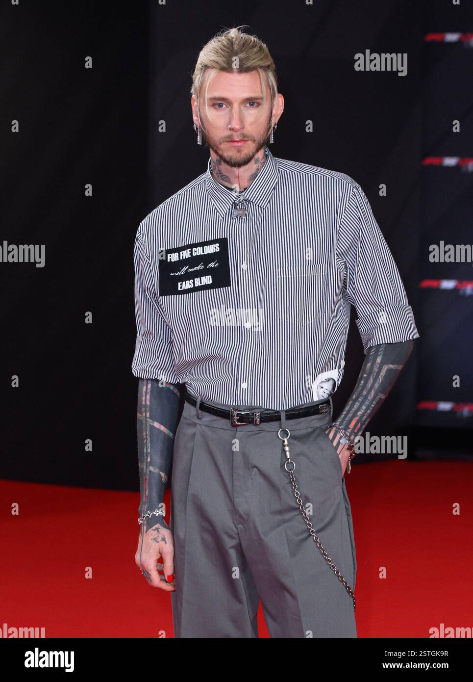London, UK. February 18th, 2025. Machine Gun Kelly arriving at the F1 ...