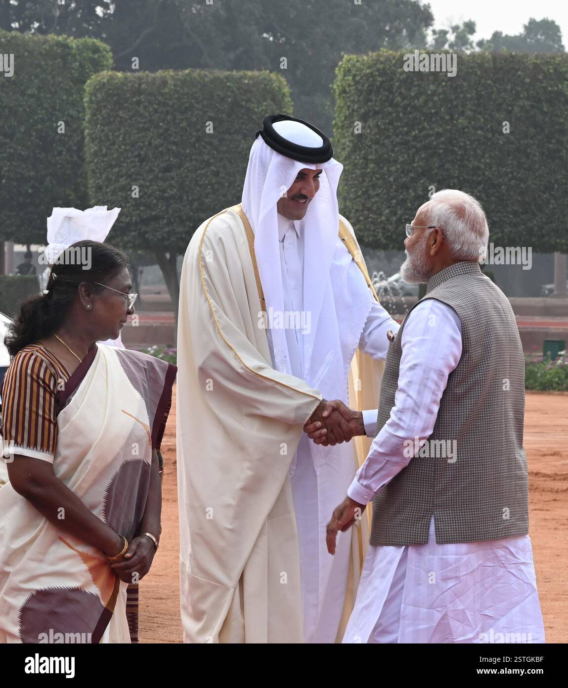 NEW DELHI, INDIA - FEBRUARY 18: President Droupadi Murmu and Prime Minister Narendra Modi with ...