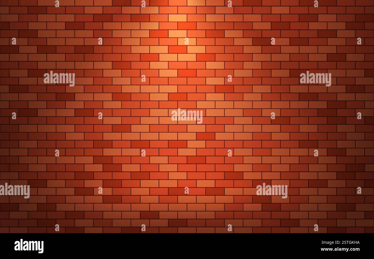 Brick wall red. Grunge bricks background. Blocks texture with light ...