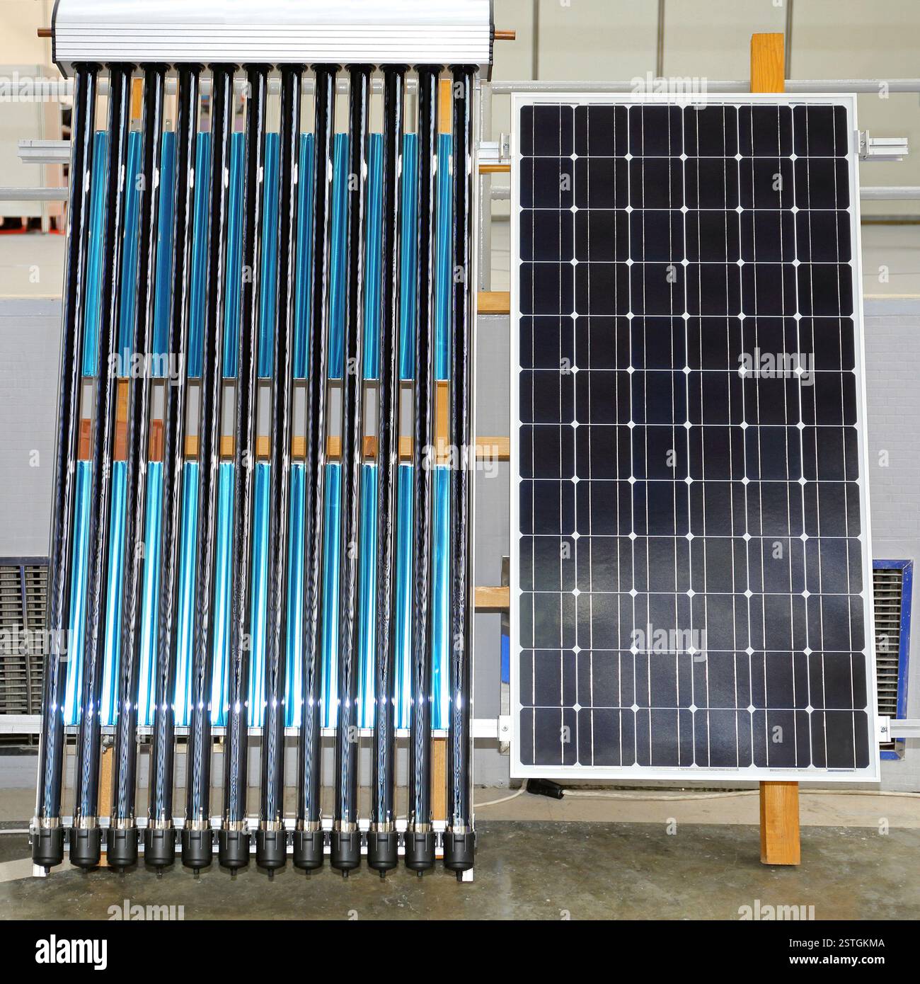 Photovoltaic Panel and Solar Water Heating Renewable Energy Stock Photo ...