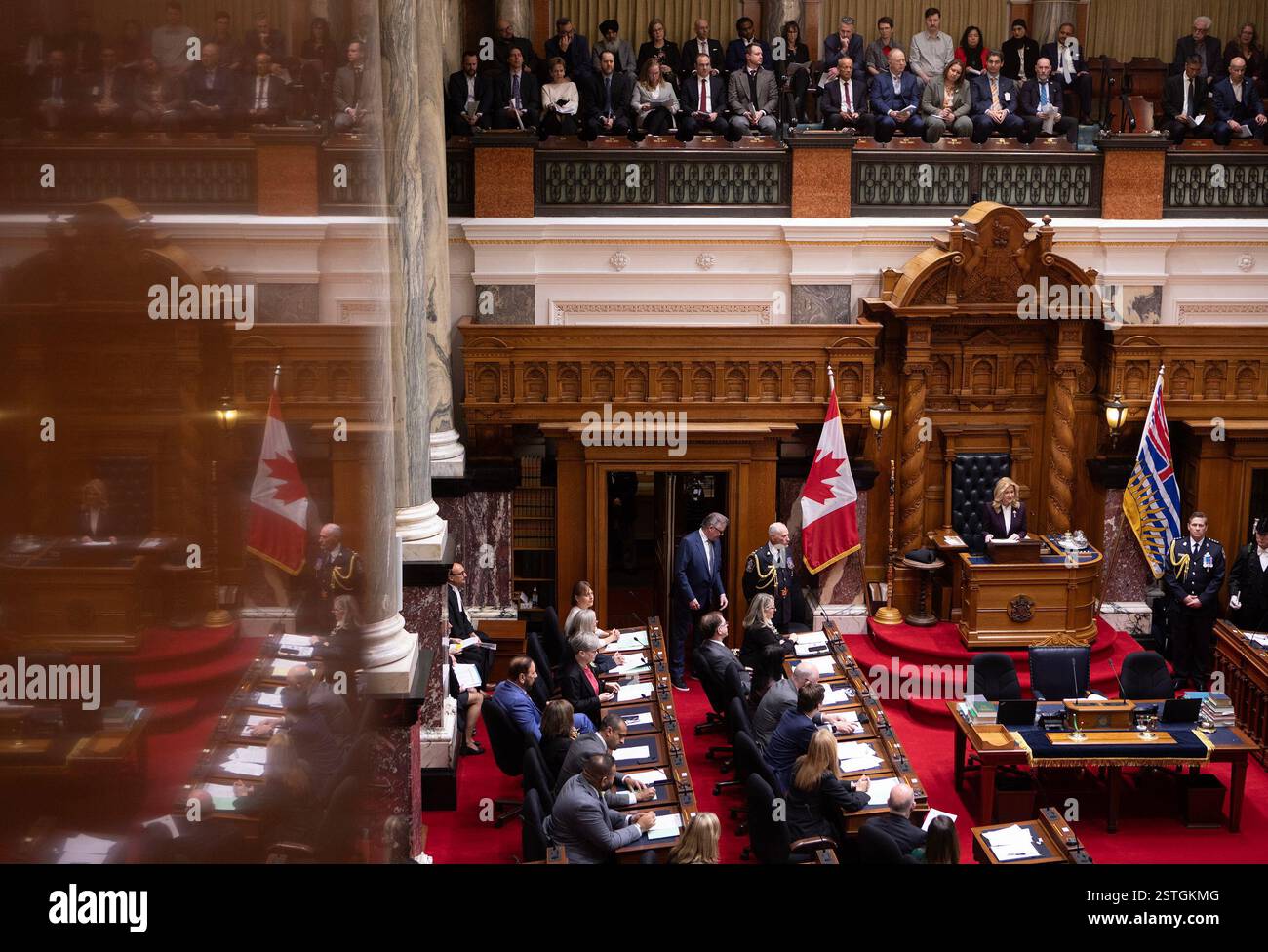 Victoria, Canada. 18th Feb, 2025. Lt.-Gov. Wendy Cocchia delivers the ...