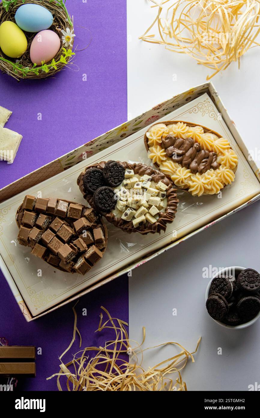 Delicious dark chocolate Easter egg ready to eat Stock Photo - Alamy